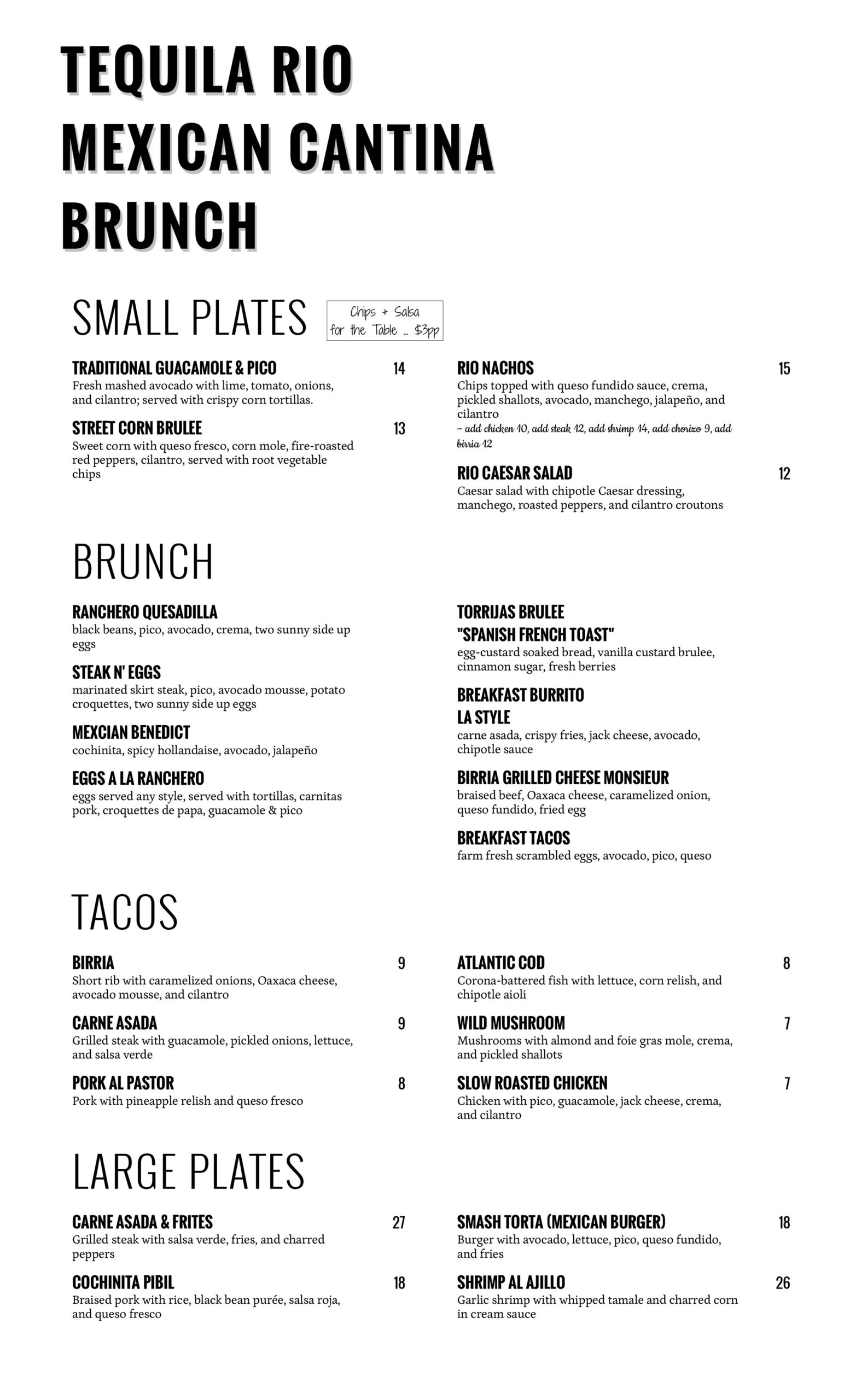 Brunch Menu - Tequila Rio